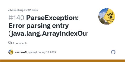 Parseexception Error Parsing Entry Javalangarrayindexoutofboundsexception · Issue 140