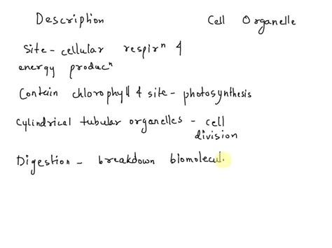 solved match each cell organelle with its description drag one like