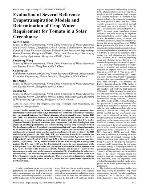 Pdf Evaluation Of Several Reference Evapotranspiration Models And Determination Of Crop Water