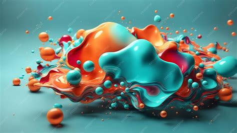 Premium Ai Image Gradient Background With Turquoise Metaball Shapes Morphing Colorful Blobs