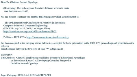 Olalekan Samuel Ogunleye On Linkedin One Of My Papers Got Accepted For An Ieee Conference In