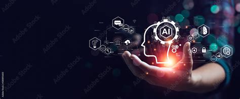 Businessman Touching The Brain Working Of Artificial Intelligence Ai Automation Predictive