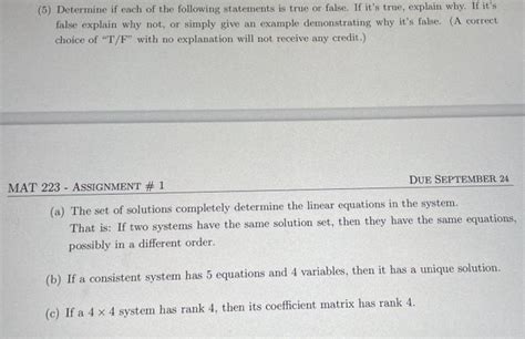 solved 5 determine if each of the following statements is