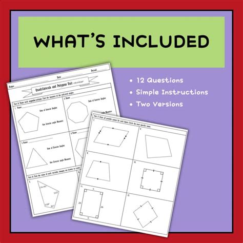 Quadrilaterals And Polygons Unit Test For Geometry By Panther Pi Katie