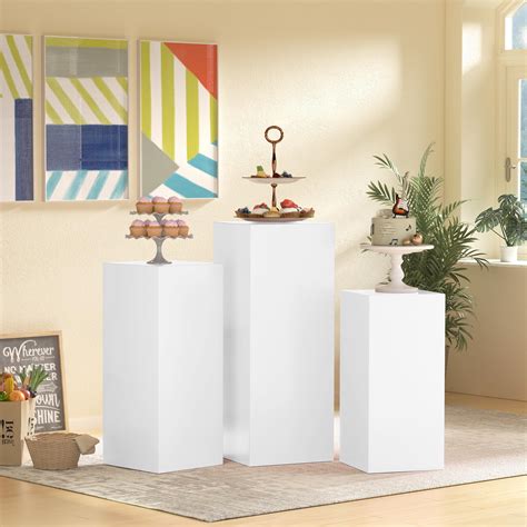 Narcli Decor Hexagonal Pedestal Stands Set Of 3 Metal