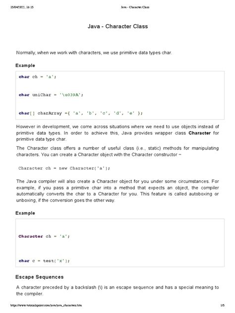 Java Character Class Pdf Software Development Computer Engineering