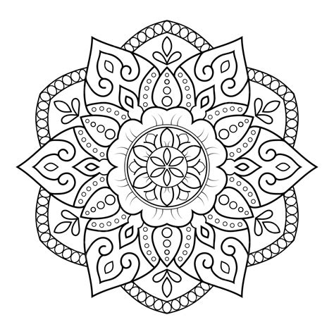 흑백 만다라 디자인 만다라 패턴 꽃 만다라 색칠하기 흑백 만다라 Png 일러스트 및 벡터 에 대한 무료 다운로드 Pngtree