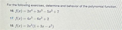 solved for the following exercises determine end behavior