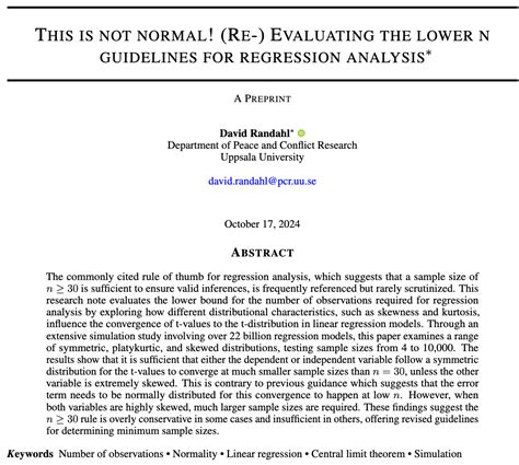 This Is Not Normal Re Evaluating The Lower N Guidelines For Regression Analysis Views