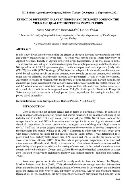 Pdf Effect Of Different Harvest Periods And Nitrogen Doses On The Yield And Quality Properties
