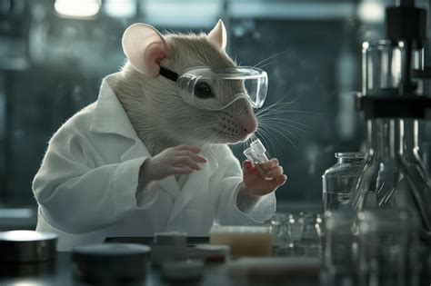 Scientist Rat A Rat In A Lab Coat And Safety Goggles Holding A Test Tube In A Laboratory