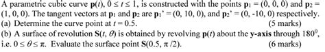 Solved A Parametric Cubic Curve Pt0≤t≤1 Is Constructed Solved A Parametric Cubic Curve Pt0≤t≤1 Is Constructed