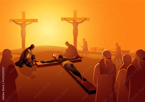 Biblical Vector Illustration Series Way Of The Cross Or Stations Of