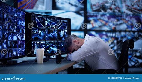 Security System Cctv Camera Operator Stock Image Image Of Male Safety 360034737