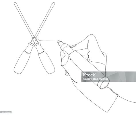 연필 펠트 펜으로 그린 스크류 드라이버의 연속 라인 가는 선 그림 벡터 개념입니다 등고선 그리기 창의적인 아이디어 Diy에 대한