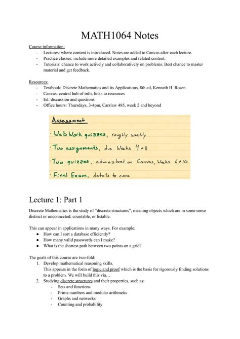 math1064 notes complete hd math1064 discrete mathematics for