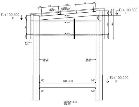 Section 2 2 Of The Structure Detail Design In Autocad 2d Drawing Cad File Dwg File Cadbull