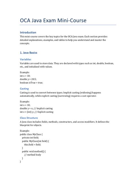 Oca Java Exam 3003 Course Pdf Pointer Computer Programming