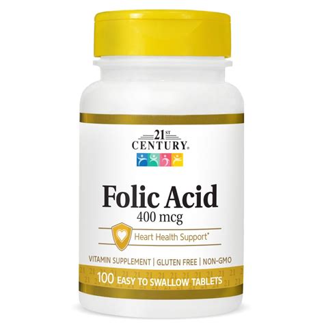 Folic Acid 400 Mcg 100 Tablets Per Bottle One Bottle