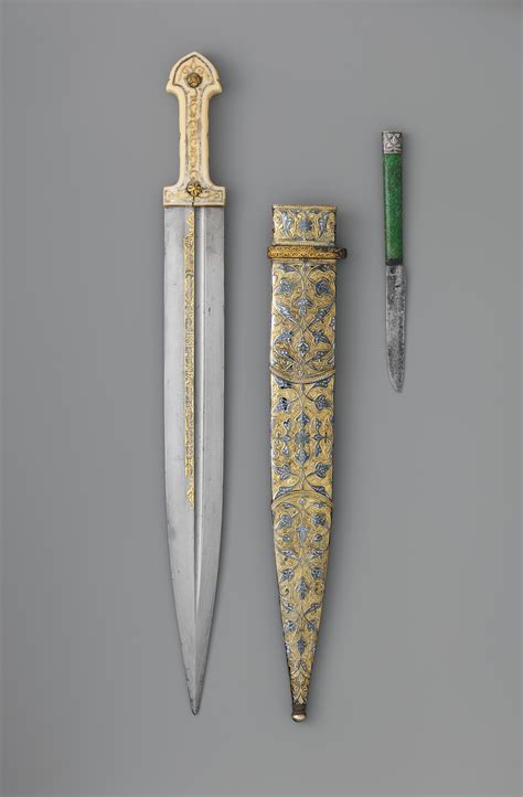 Dagger Qama With Sheath And Utility Knife Caucasian Probably