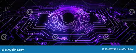 Biometric Authentication Fingerprint Scanning Cybersecurity Conceptual Purple Black Stock