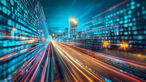 Digital Binary Code Background Theme Of Technology And Data Flow In An
