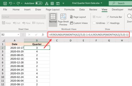 Calculate Quarter From Date In Excel Easy Formula