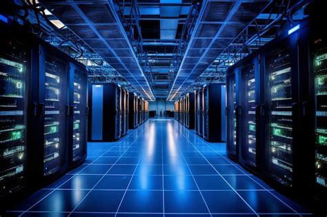 Premium Photo Data Center With Multiple Rows Of Fully Operational Server Racks