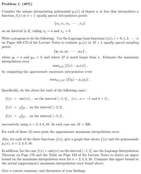problem 1 40 consider the unique interpolating