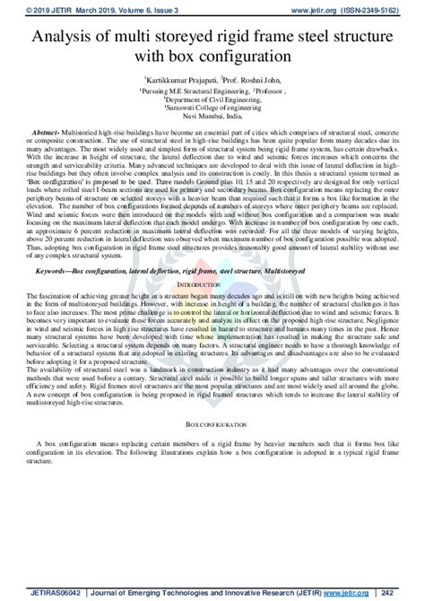 Pdf Analysis Of Multi Storeyed Rigid Frame Steel Structure With Box