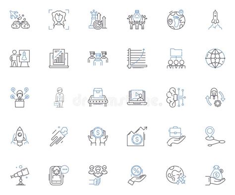 Progress Advancement Line Icons Collection Improvement Development