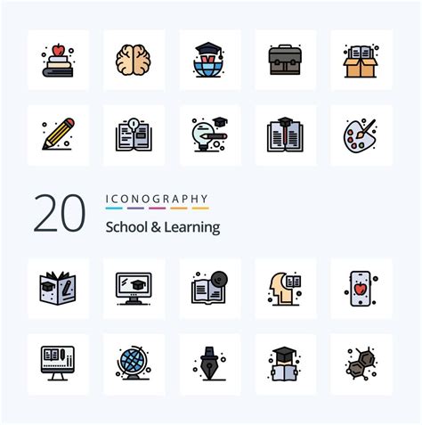 20 School And Learning Line Filled Color Icon Pack Like Mobile Hemisphere Education Education