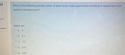 solved 28 which of the following possible values of alpha