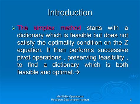 Ppt The Dual Simplex Algorithm Operational Research Level4 Powerpoint