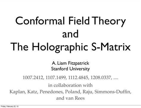 Conformal Field Theory And The Holographic S Matrix Pdf