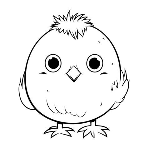 Black White Cartoon Illustration Cute Chick Drawing Pencil Coloring