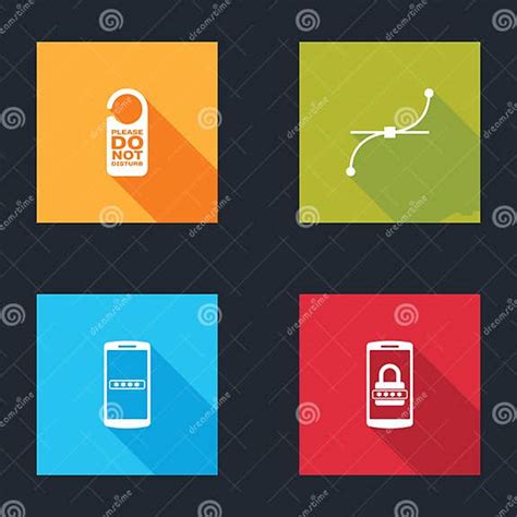 Set Please Do Not Disturb Bezier Curve Mobile And Password And Icon Vector Stock Vector