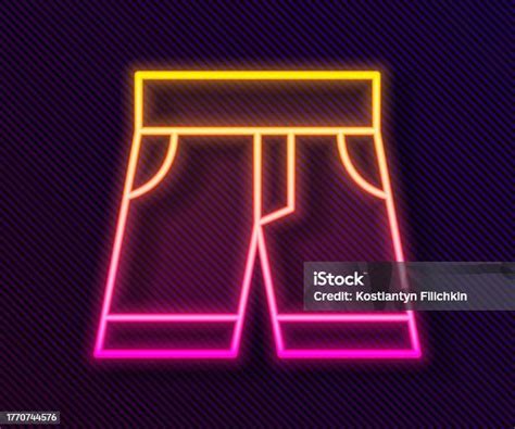 빛나는 네온 라인 짧은 또는 바지 아이콘 검은 배경에 격리 벡터 0명에 대한 스톡 벡터 아트 및 기타 이미지 0명 건강한