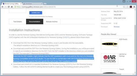 Installing Iar Embedded Workbench For Renesas Synergy™beta Digikey