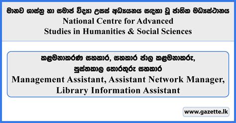 Management Assistant Network Manager Library Information Assistant