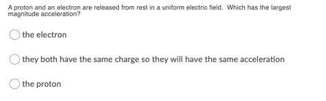 Solved A Proton And An Electron Are Released From Rest In A Chegg