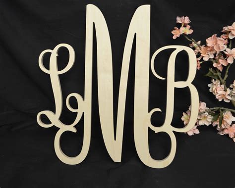 Wooden Monogram Unfinished Cursive Wooden Letter Two Letter Monogram Artofit