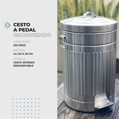 Cubo Tacho Cesto Galvanizado Inox Estilo Vintage 20 Lts Dyp 134 304