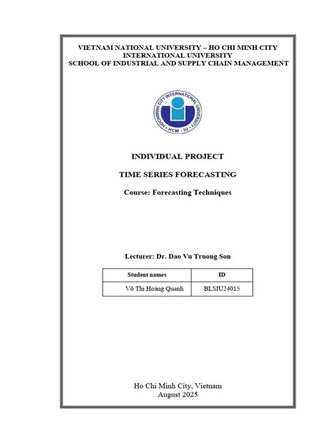 Blsiu24015 Forecasting Techniques Project Pdf Autoregressive
