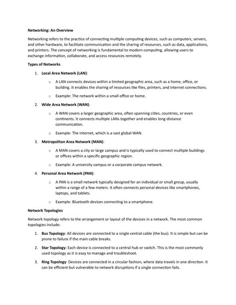 Networking Overview Types Topologies Devices Protocols