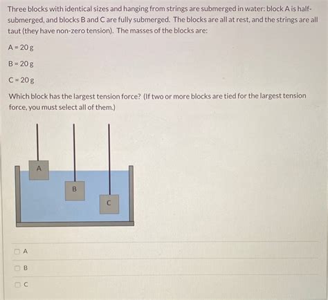 Solved Three Blocks With Identical Sizes And Hanging From Chegg Com