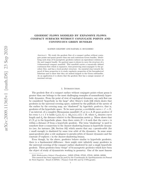 Pdf Geodesic Flows Modeled By Expansive Flows Compact Surfaces Without Conjugate Points And