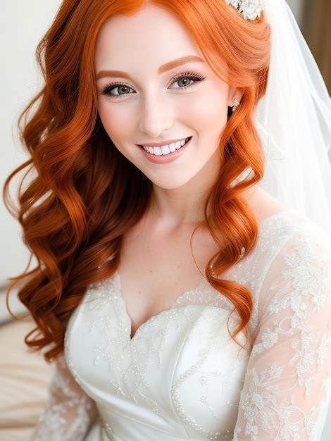 Premium Ai Image Redhead Bride In The Garden