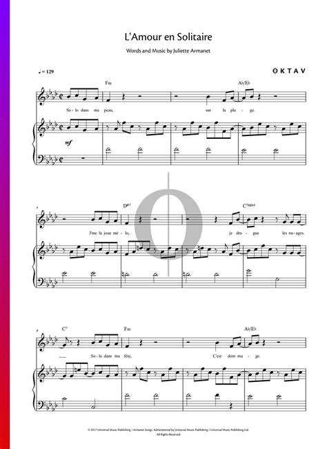 L Amour En Solitaire Juliette Armanet Partitions De Piano OKTAV
