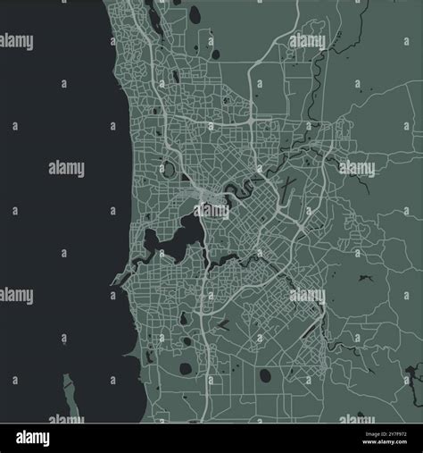Map Of Perth In Australia In A Smooth Dark Style Contains Layered Vector With Roads Water